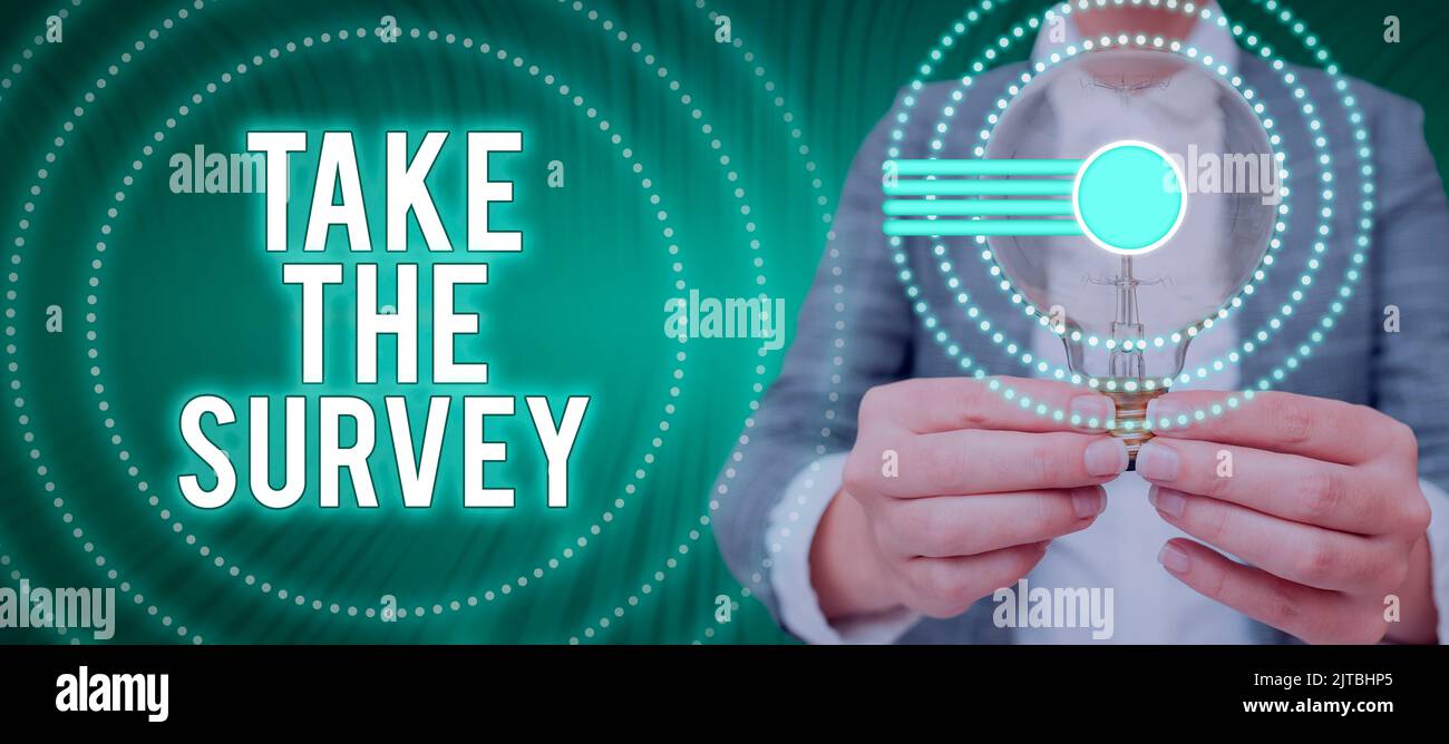 Text caption presenting Take The Survey, Word for Fill in the ...