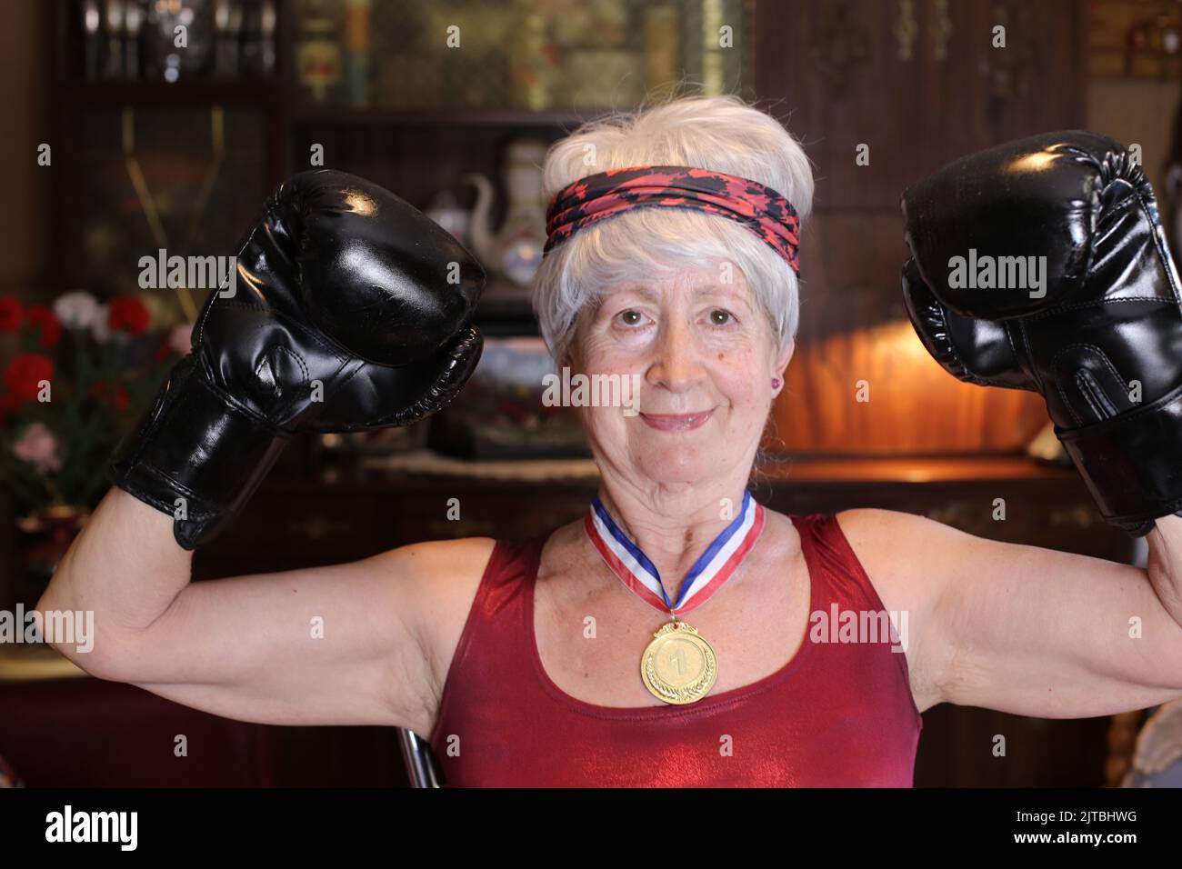 Older women fight pose hi-res stock photography and images - Alamy