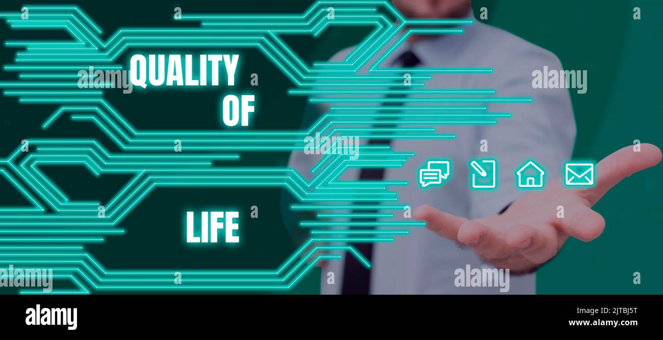Conceptual caption Quality Of Life. Internet Concept Being in good ...