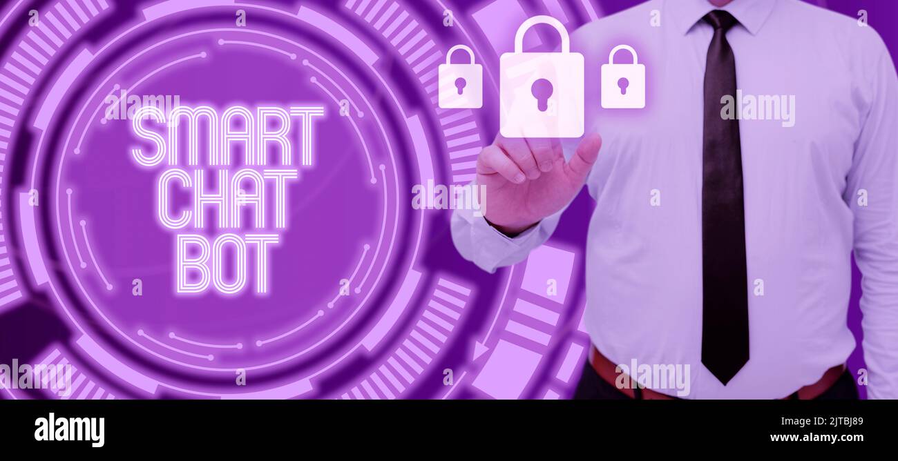 Conceptual caption Smart Chat Bot, Business approach Artificial intelligence chatting with ...
