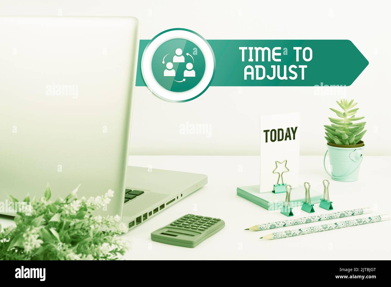 Text caption presenting Time To Adjust. Business overview Right moment ...