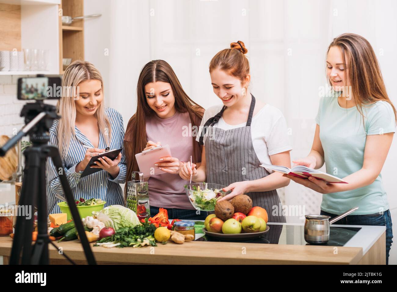 cooking class healthy nutrition video shooting Stock Photo - Alamy