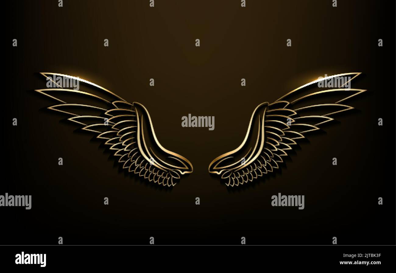 3d wings gold logo vector Stock Vector Image & Art - Alamy