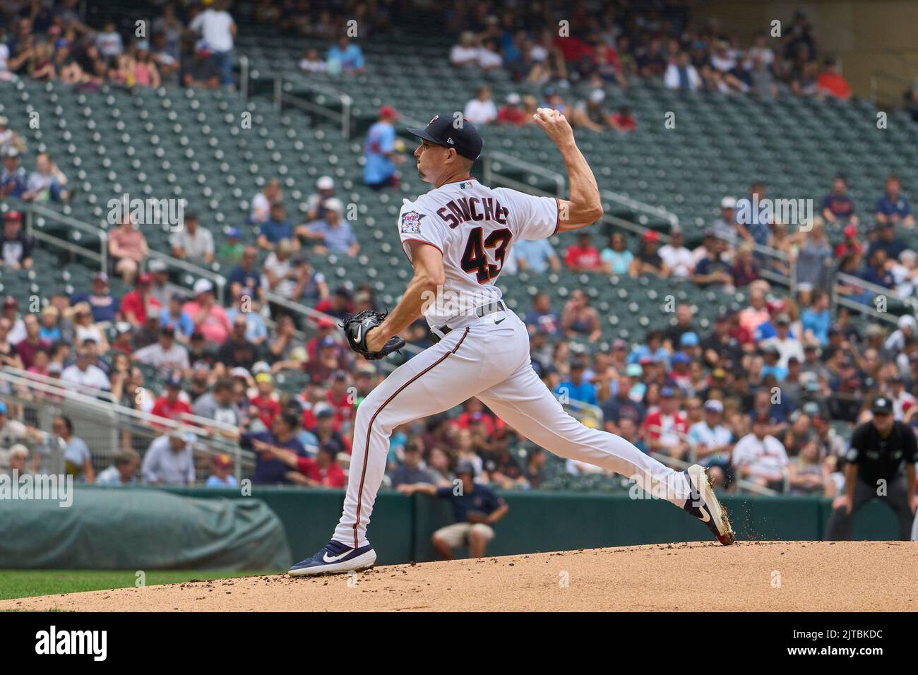 Minneapolis, US, August 28 2022: Minnesota pitcher Aaron Sanchez(43 ...