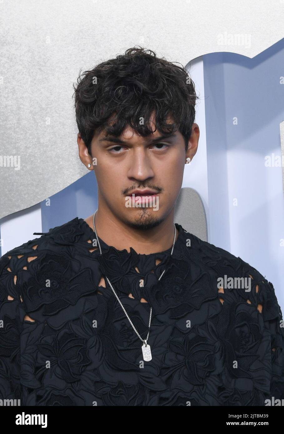 Omar Apollo attends the 2022 MTV VMAs at Prudential Center on August 28 ...