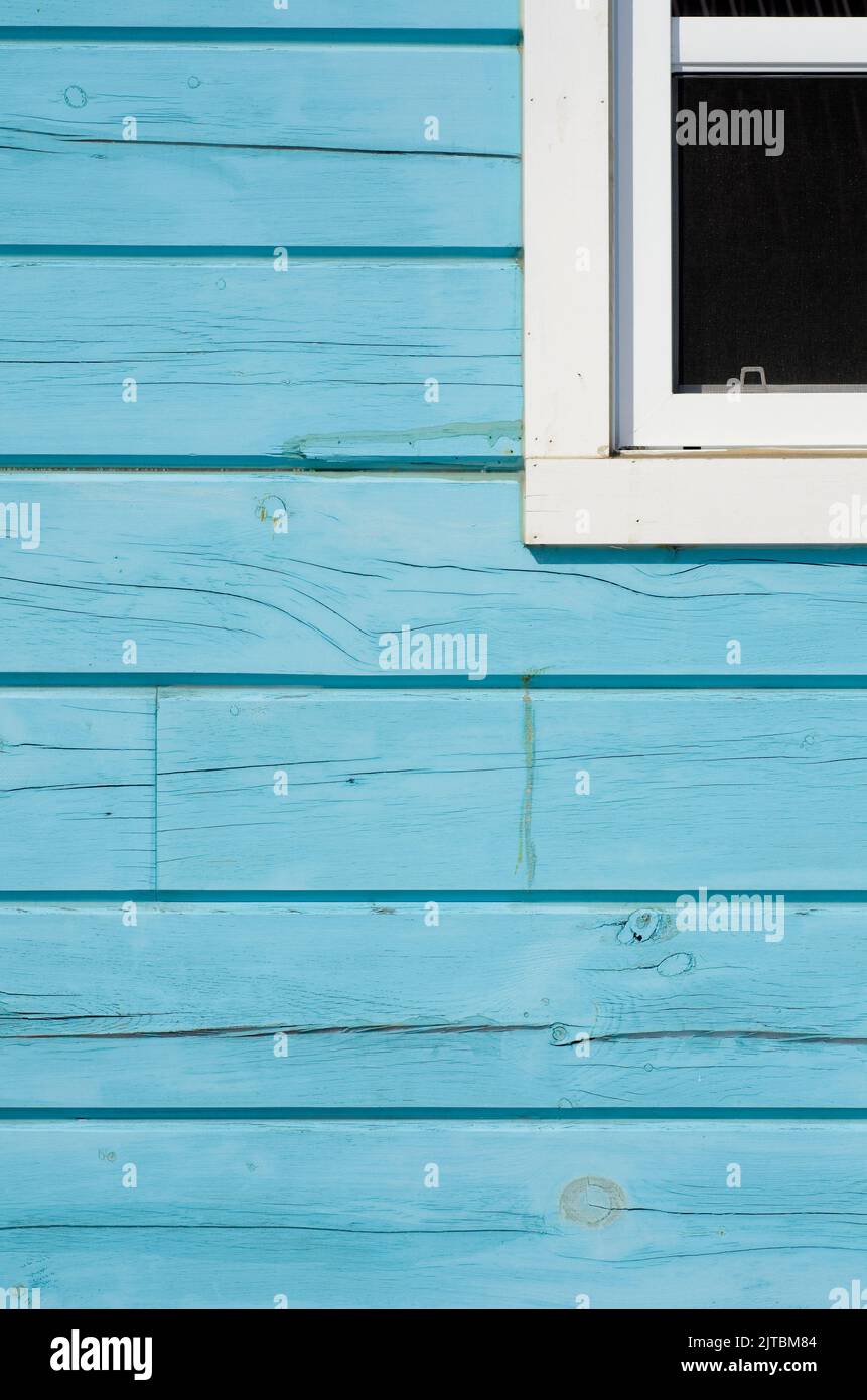 Light Blue Exterior Wall with White Window Vertical Stock Photo - Alamy