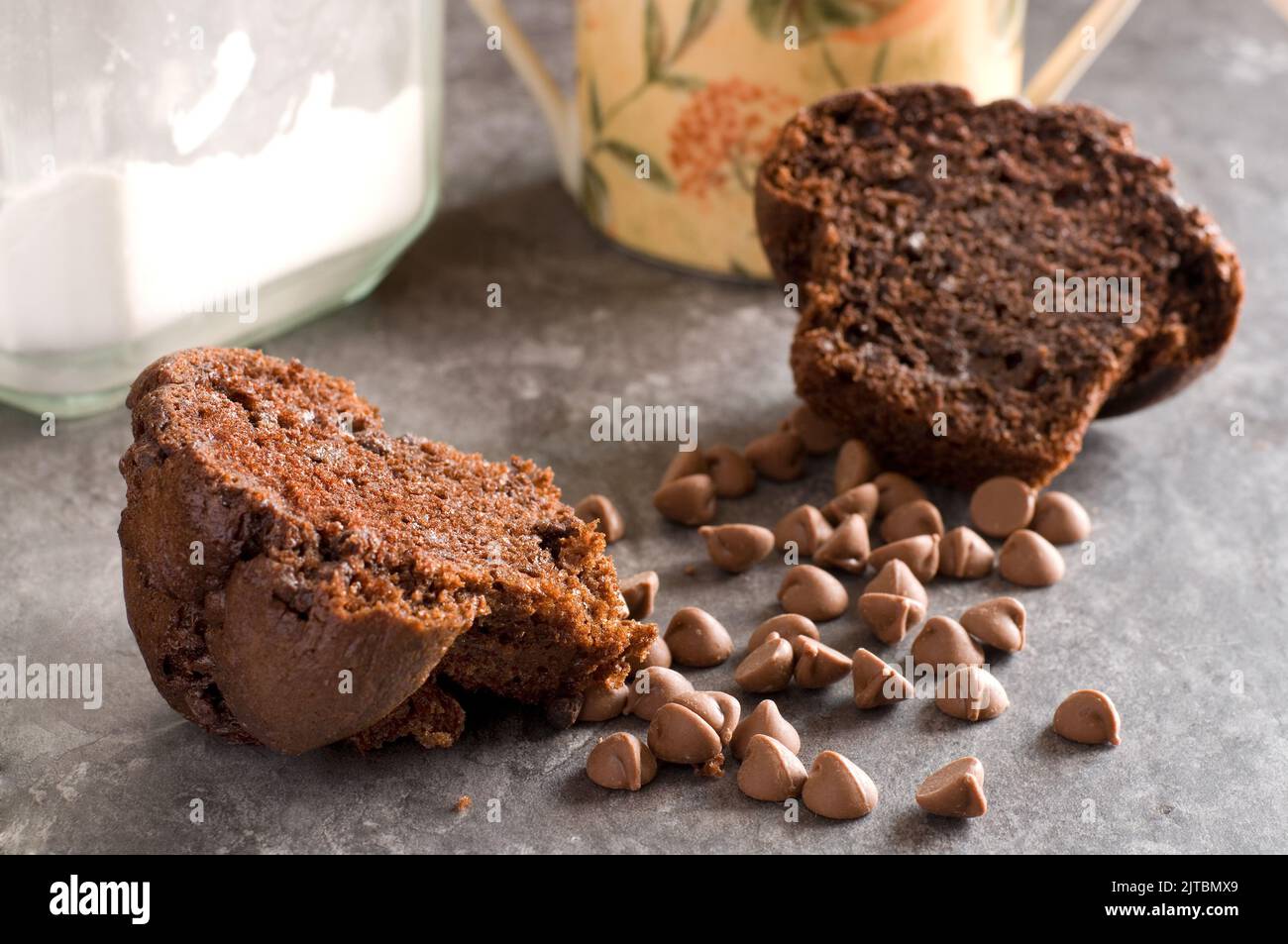 Delicious Chocolate Chips Muffin Cut in Half with Butterscoth Chips ...