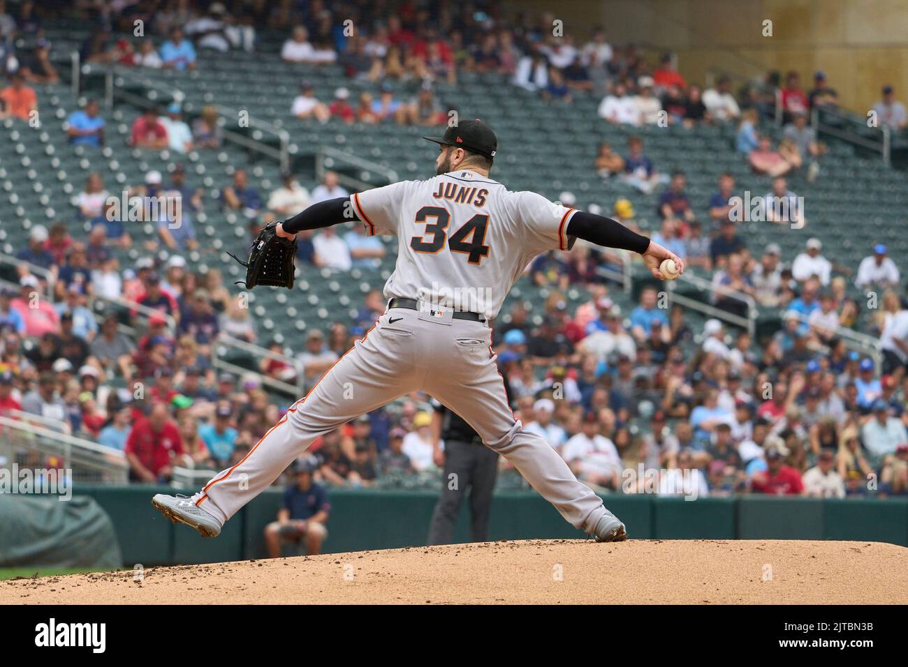 Minneapolis, US, August 28 2022: San Francisco pitcher Jakob Junis (34 ...