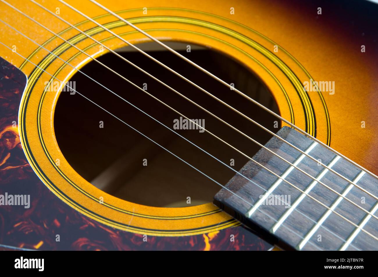 Details of Accoustic Guitar Strings Horizontal Stock Photo - Alamy