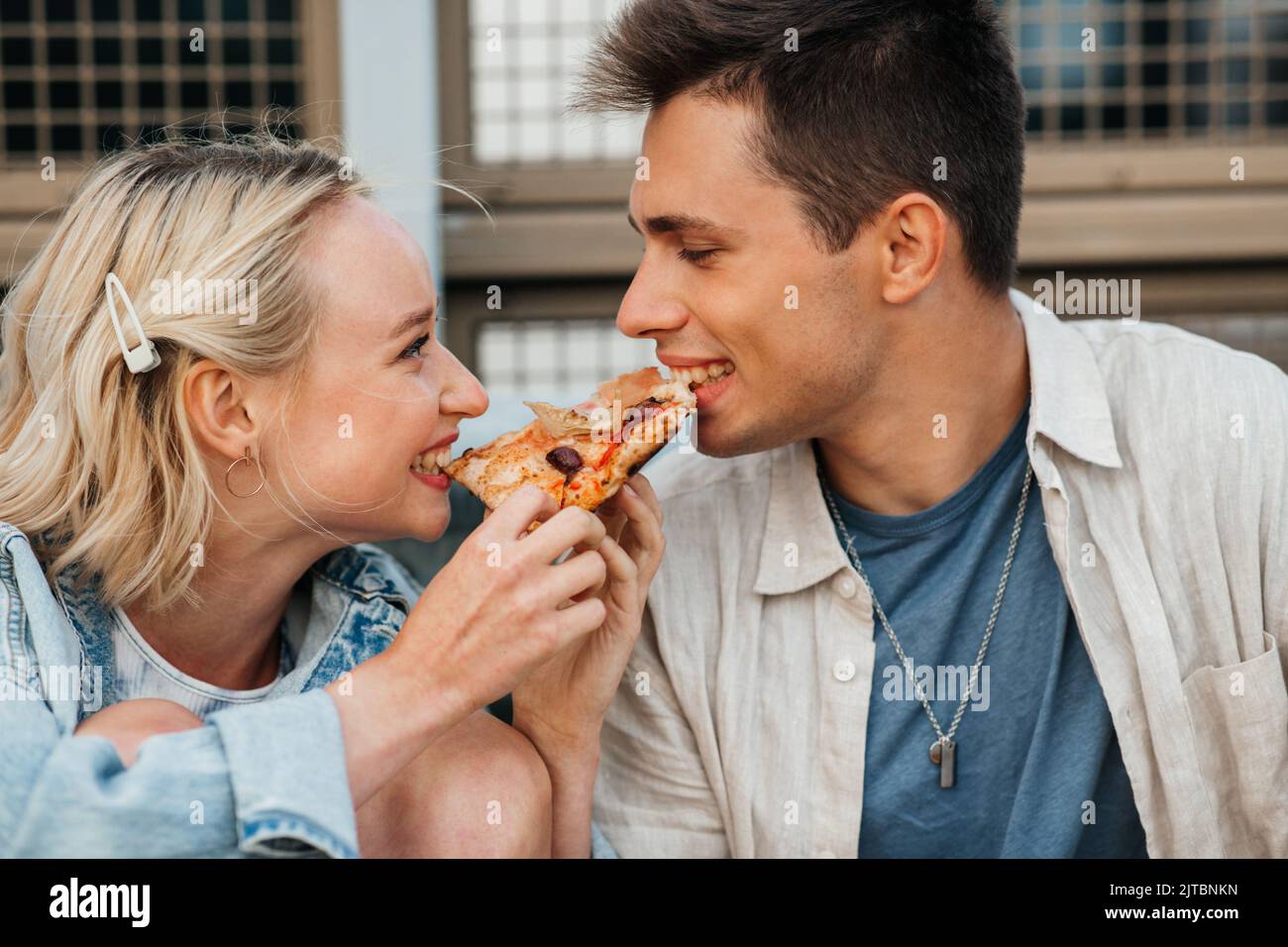 Happy pizza street hi-res stock photography and images - Alamy