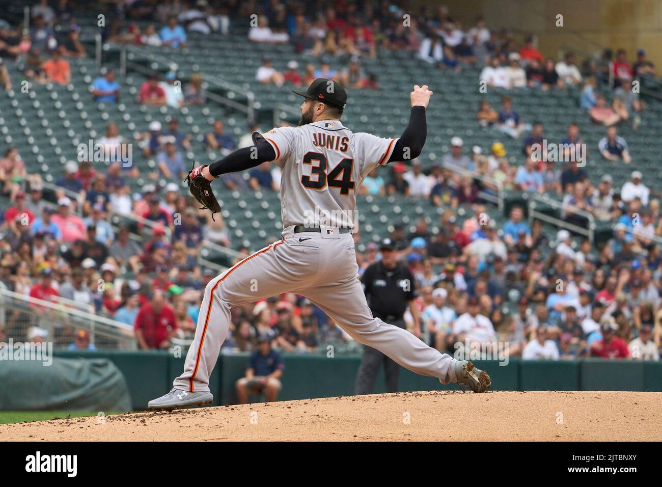 August 28 2022: San Francisco pitcher Jakob Junis (34) throws a pitch ...