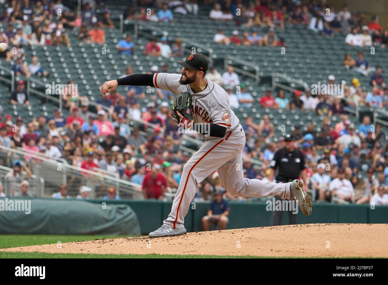 Minneapolis, US, August 28 2022: San Francisco pitcher Jakob Junis (34 ...
