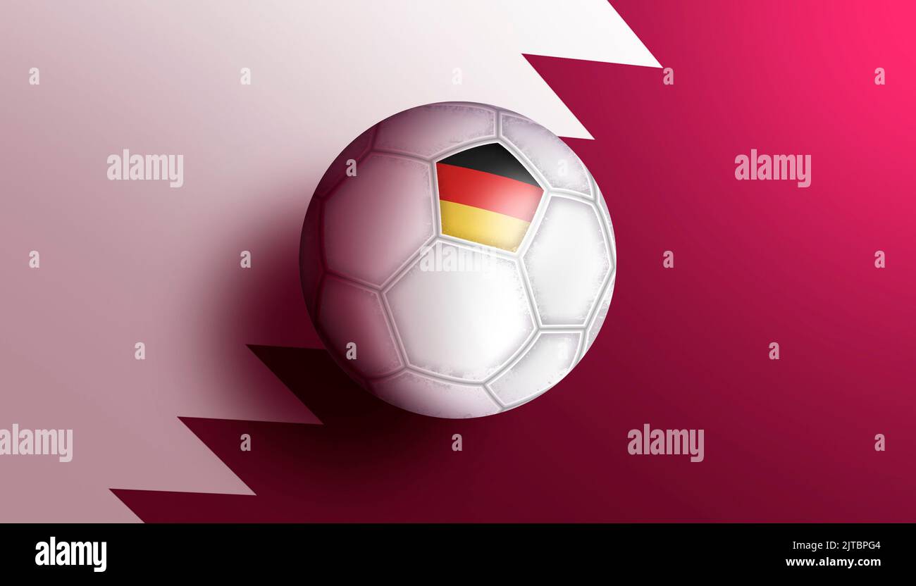 A 3D rendering of soccer ball with the German flag on red and white ...