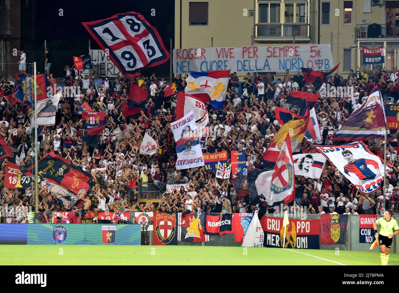 Arena Garibaldi, Pisa, Italy, August 28, 2022, Fans of Genoa during AC ...