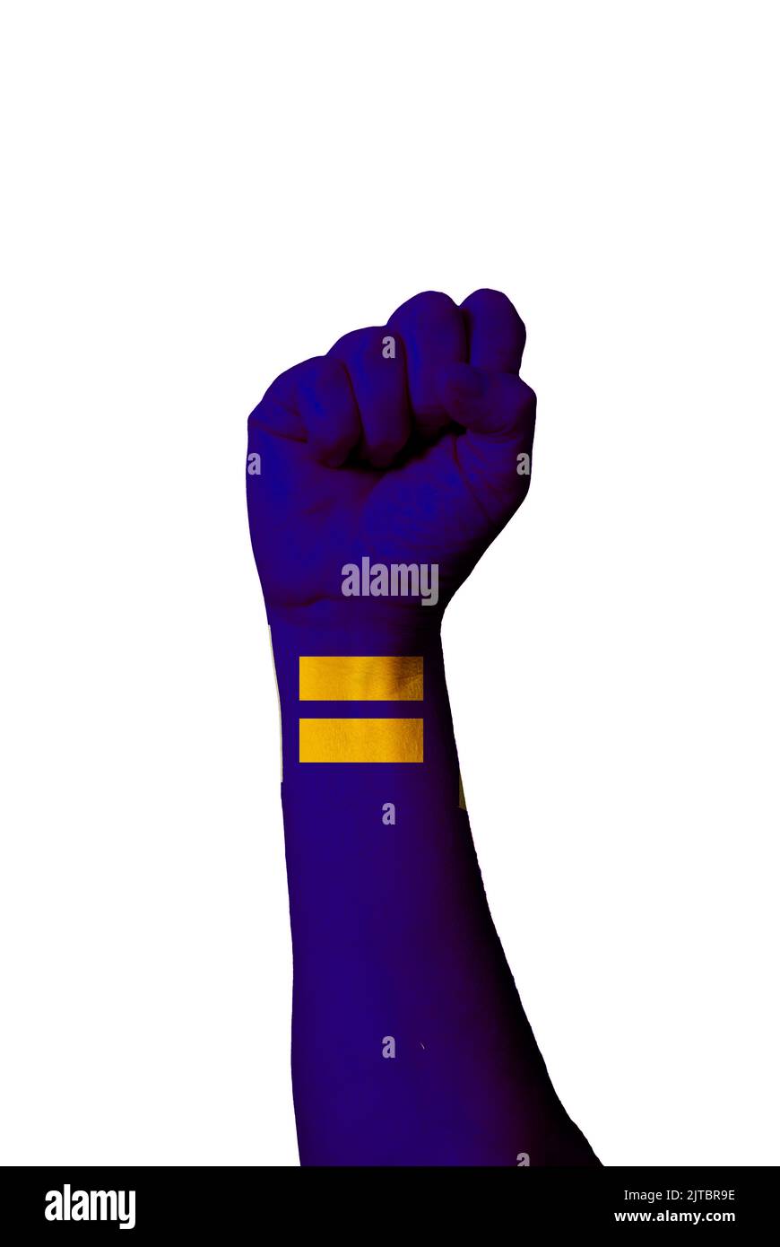 Flag of Human Rights Campaign painted on human fist. Strength, power ...