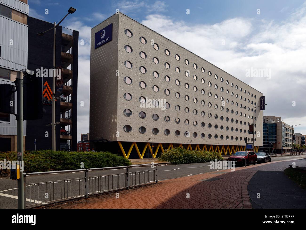 Unusual design at Premier Inn, Cardiff Bay. Cardiff, summer 2022 Stock ...