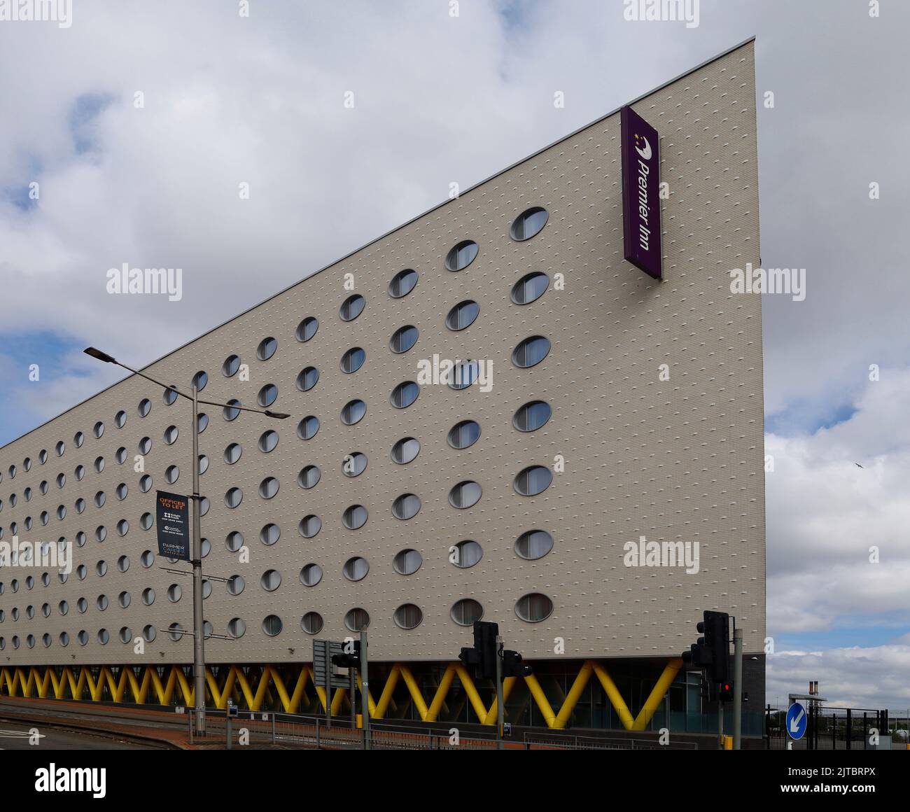 Unusual design at Premier Inn, Cardiff Bay. Cardiff, summer 2022 Stock ...