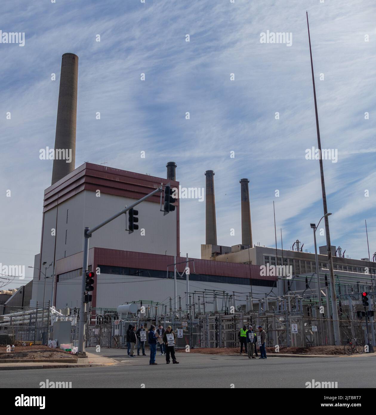 The workers in Boston walk the picket line during a worker's strike ...