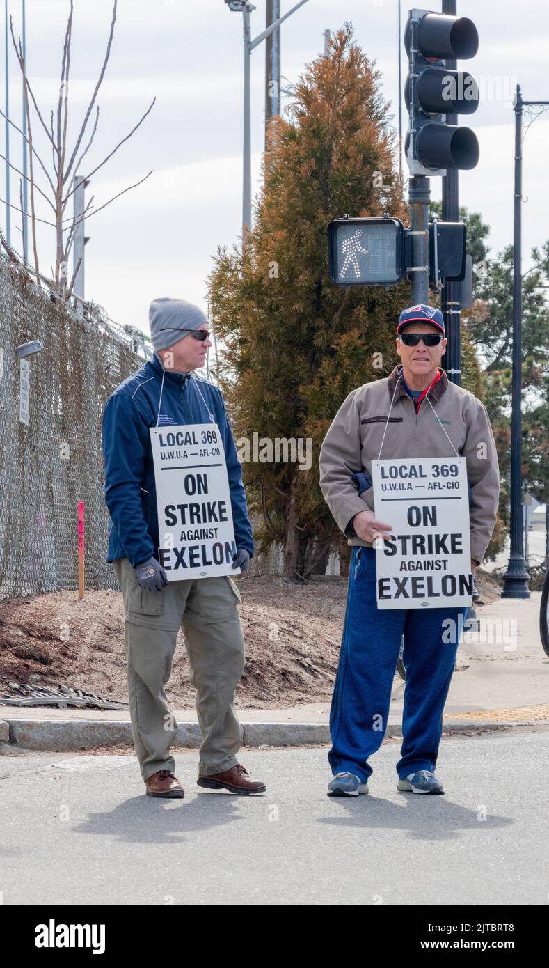 The workers in Boston walk the picket line during a worker's strike ...
