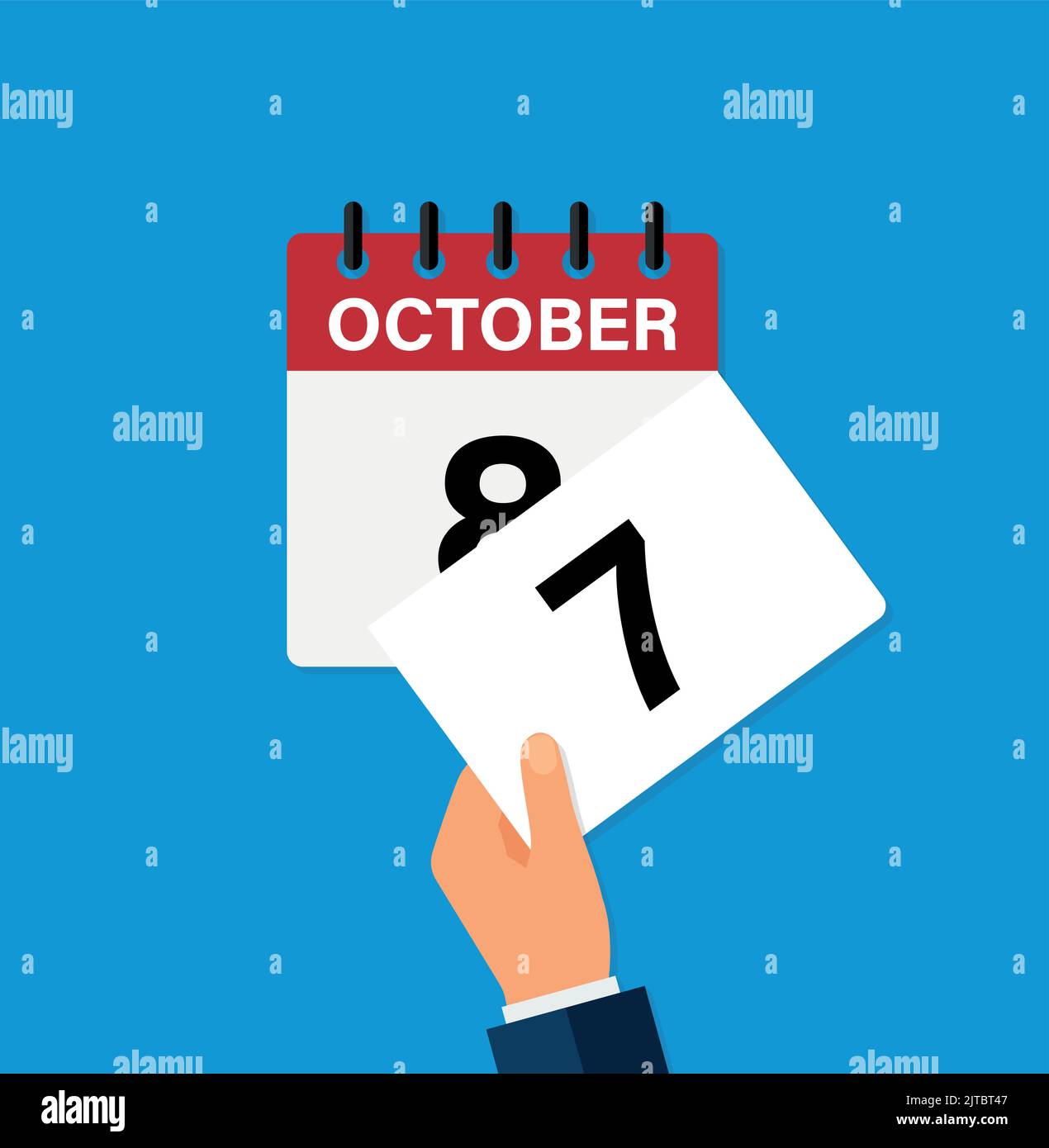 tear off a leaf october 7 on a wall calendar. the coming of a new day ...