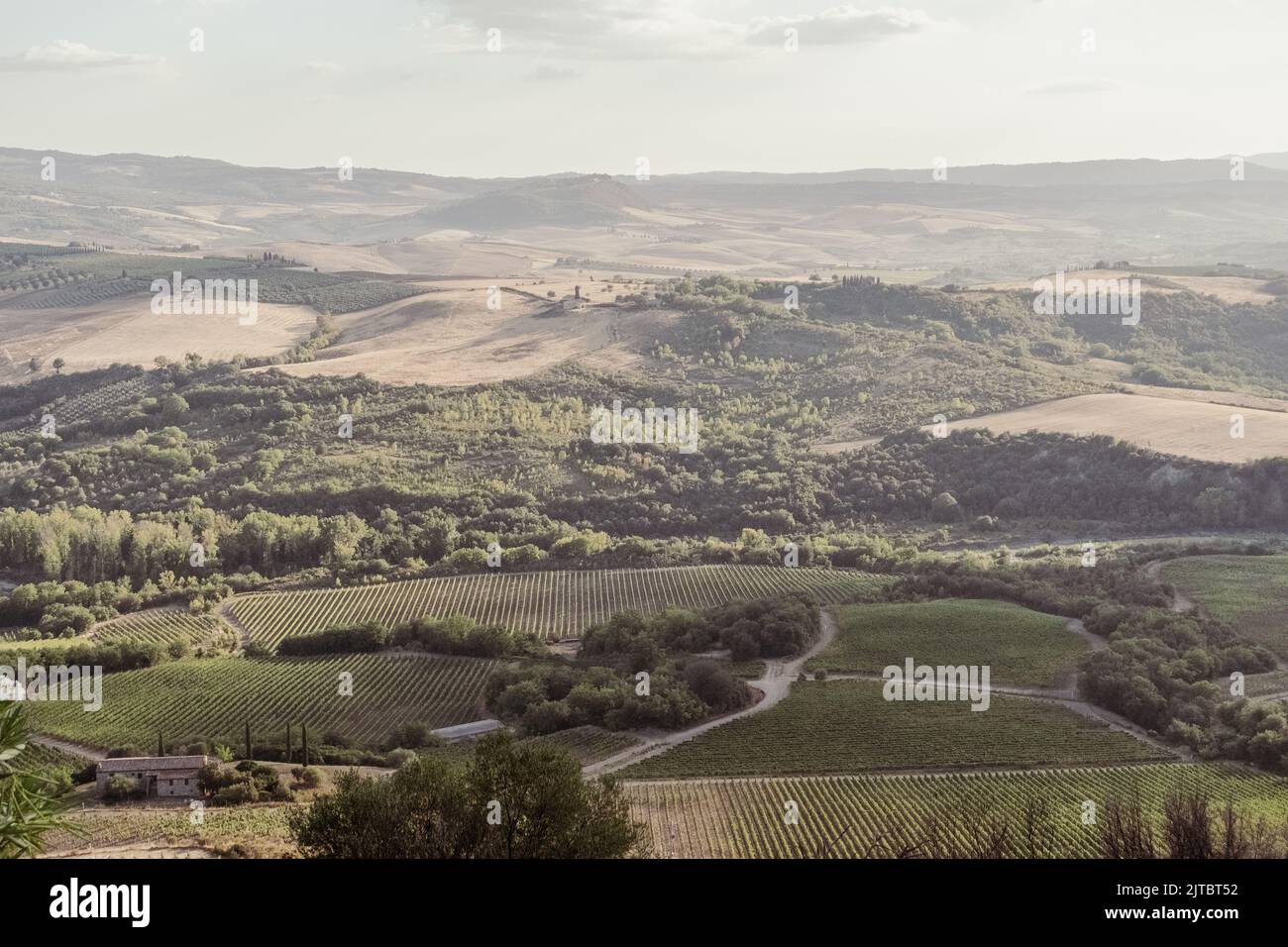Beautiful view of Tuscany landscape and landmarks. Summer in Italy ...