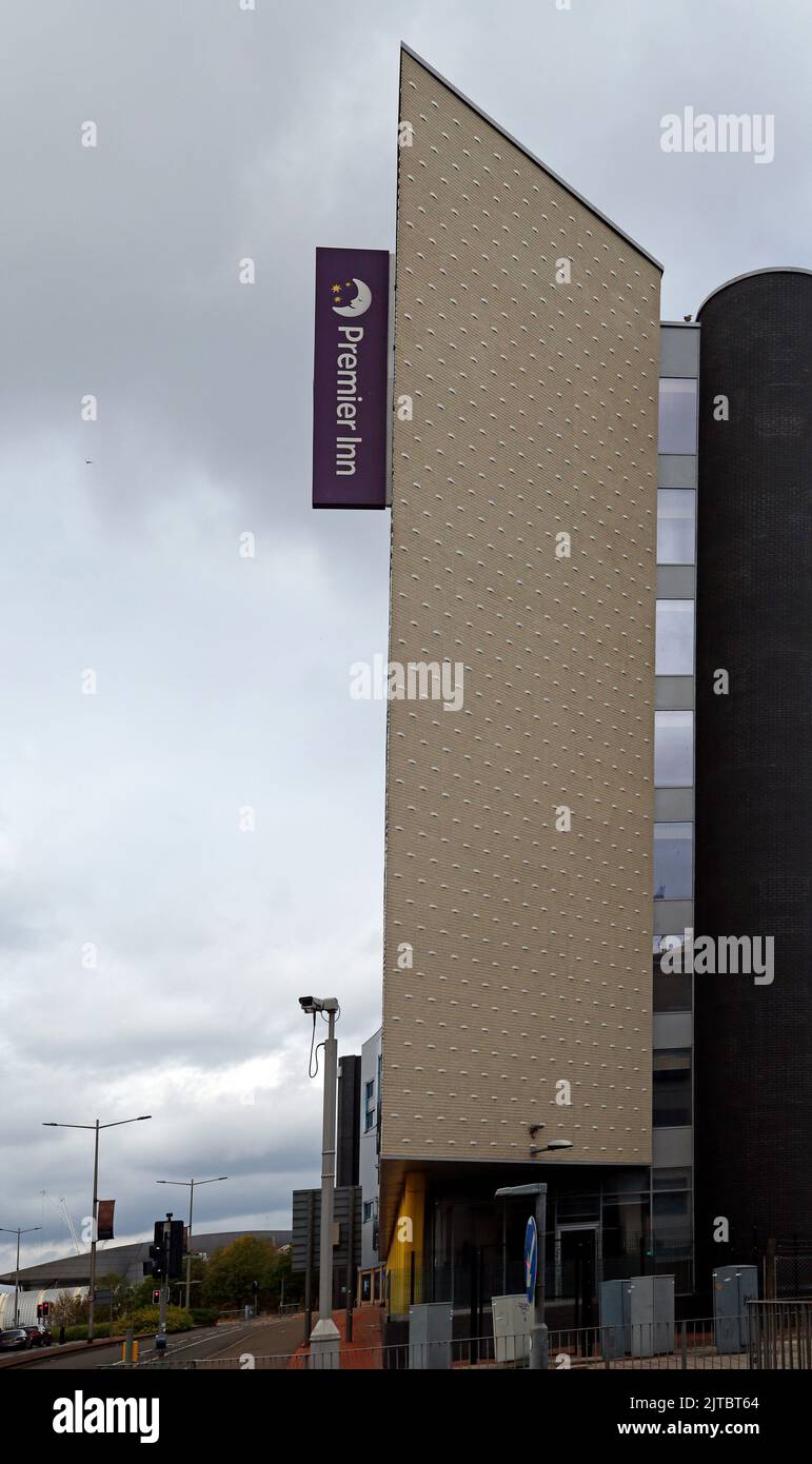 Unusual design at Premier Inn, Cardiff Bay. Cardiff, summer 2022 Stock ...