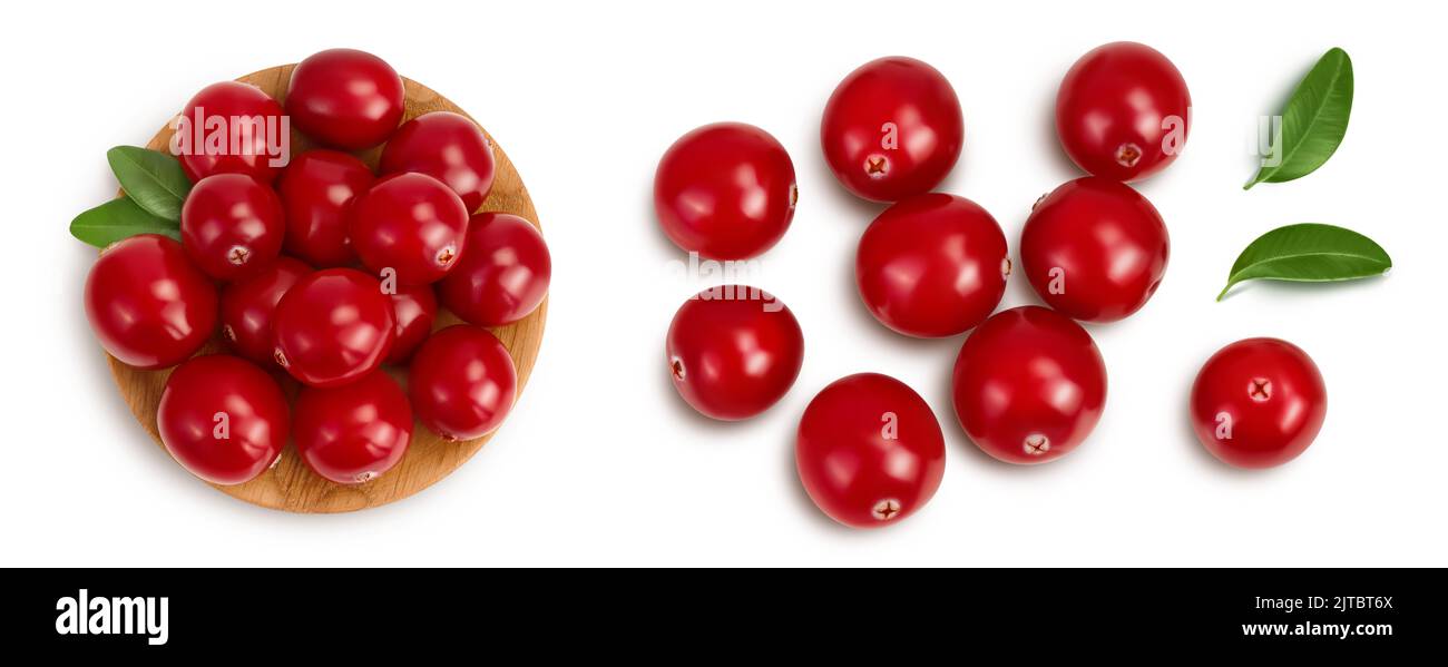 Cranberry with leaves isolated on white background with clipping path ...