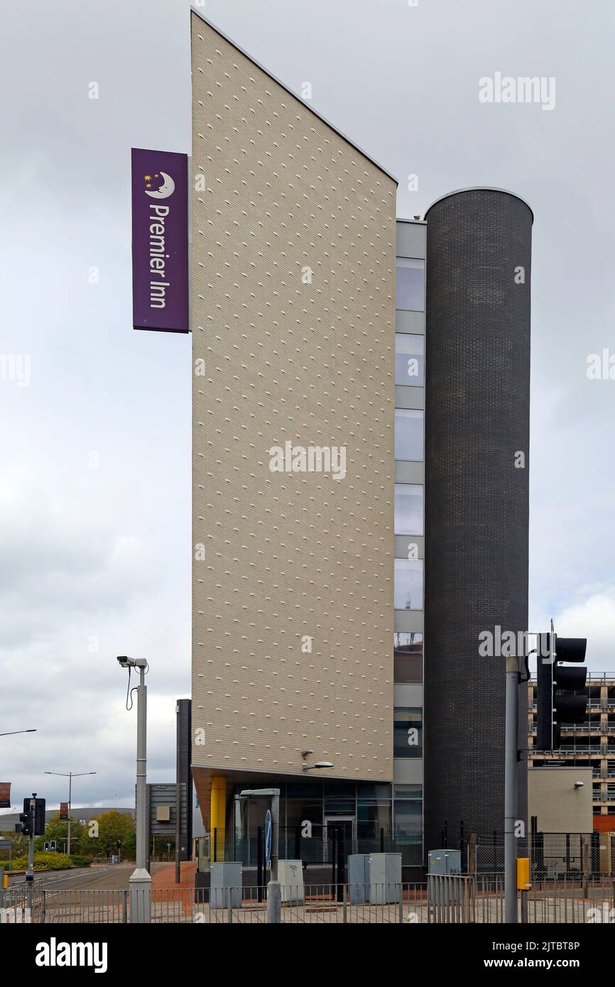 Unusual design at Premier Inn, Cardiff Bay. Cardiff, summer 2022 Stock ...