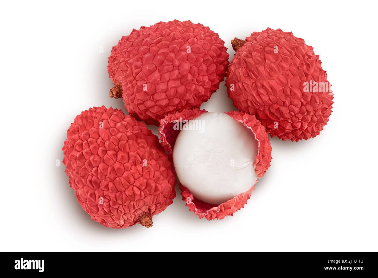 lychee fruit isolated on white background with full depth of field. Top ...
