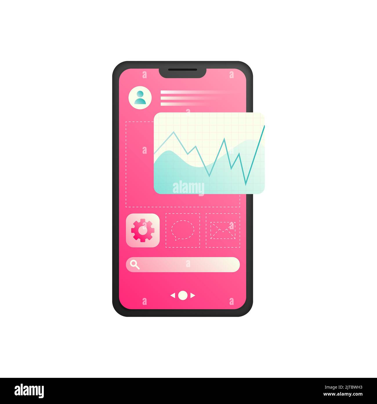 Smartphone Screen Display. Pink Theme Graphics. Vector illustration ...