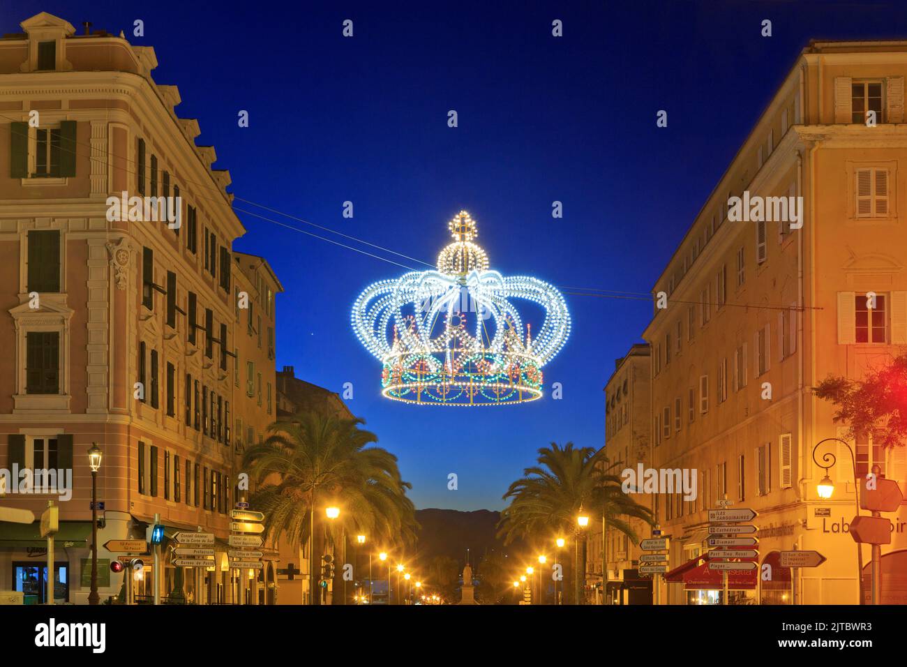 A neon light imperial crown in honor of French Emperor Napoleon I (1769 ...
