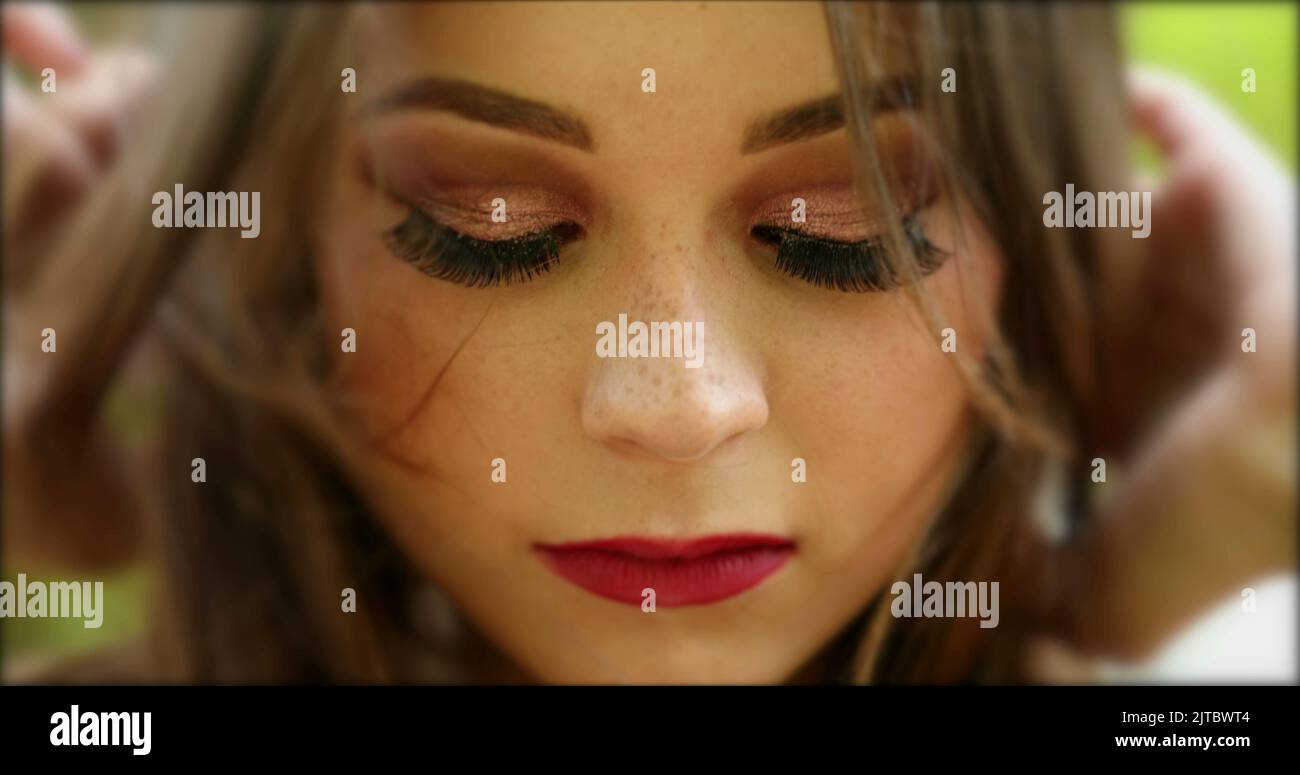 Millennial girl face portrait looking to camera. Young woman in 20s ...