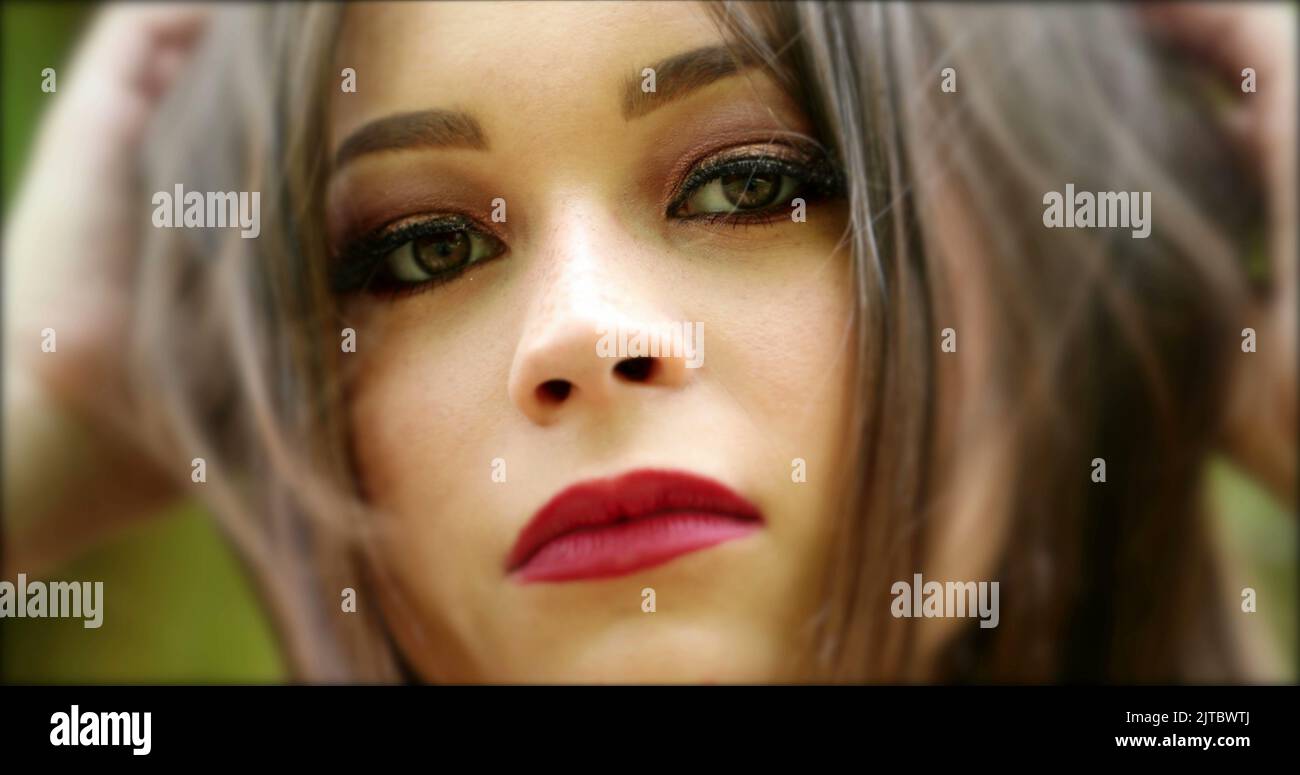 Millennial girl face portrait looking to camera. Young woman in 20s ...