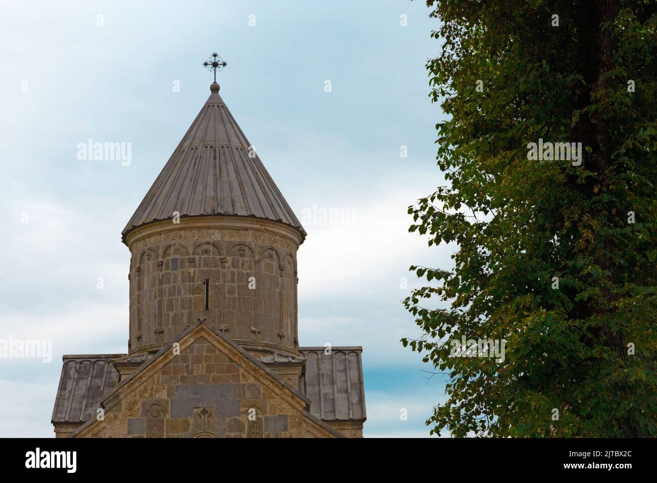 Haghartsin monastery complex, with blue sky and clouds in the ...