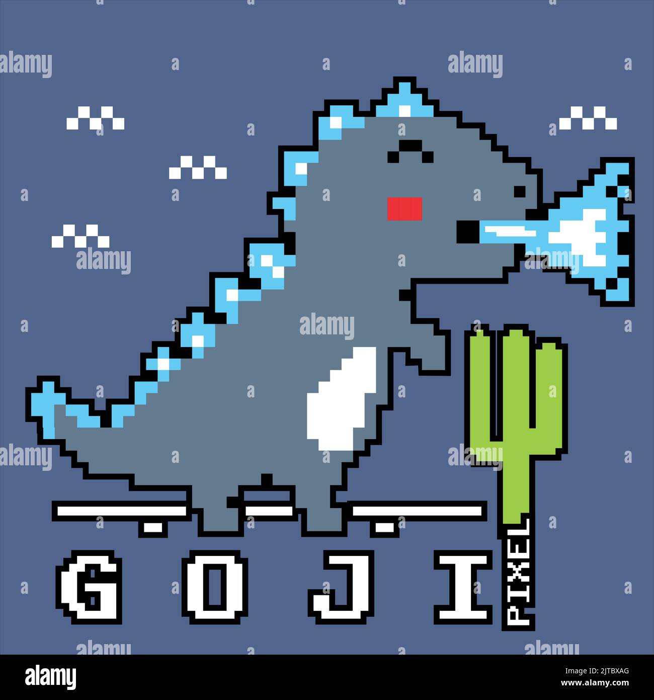 A vector of Goji design in pixel style with an editable text isolated ...