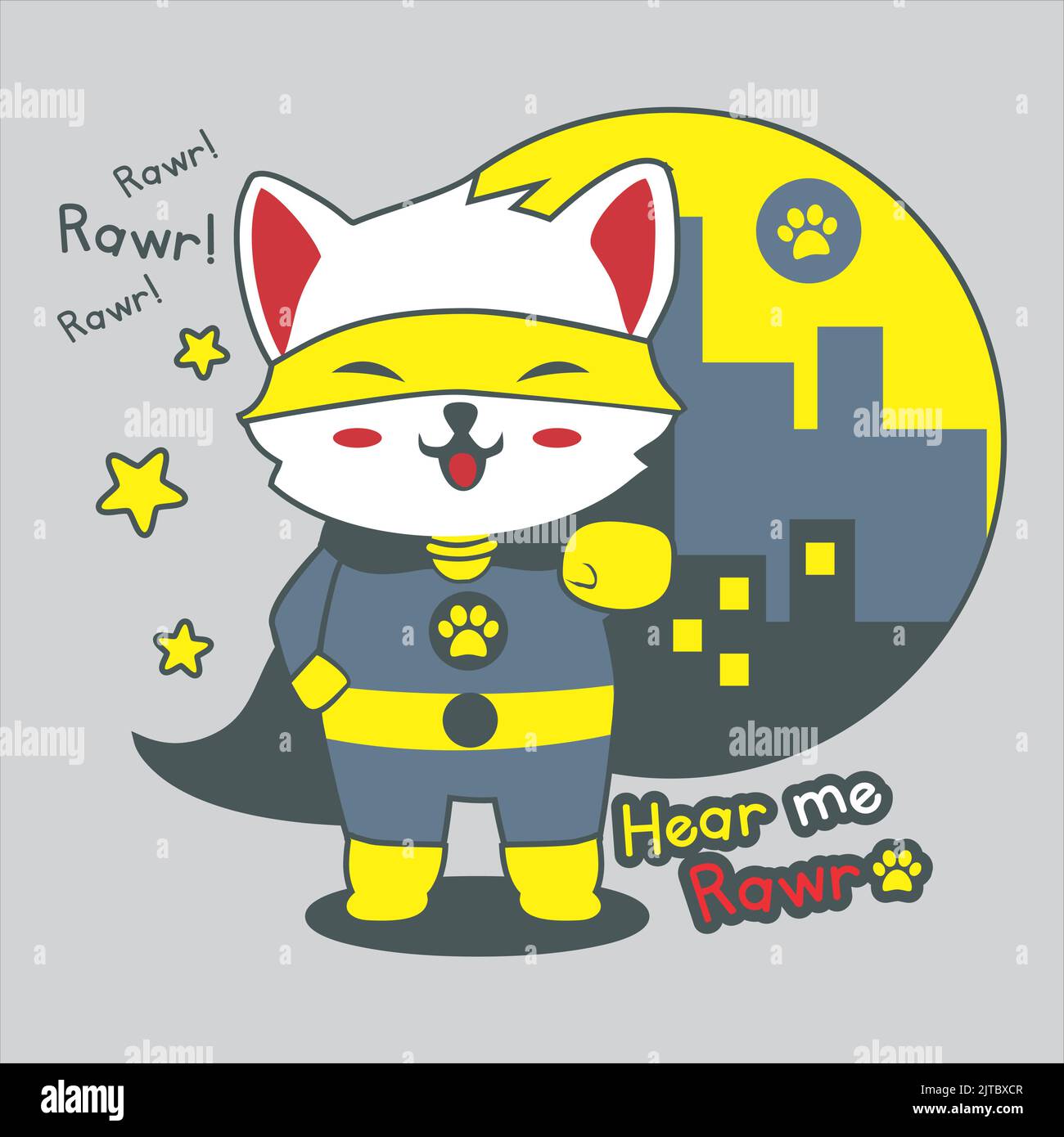 A vector of a bat hero cat isolated on the grey background with an ...