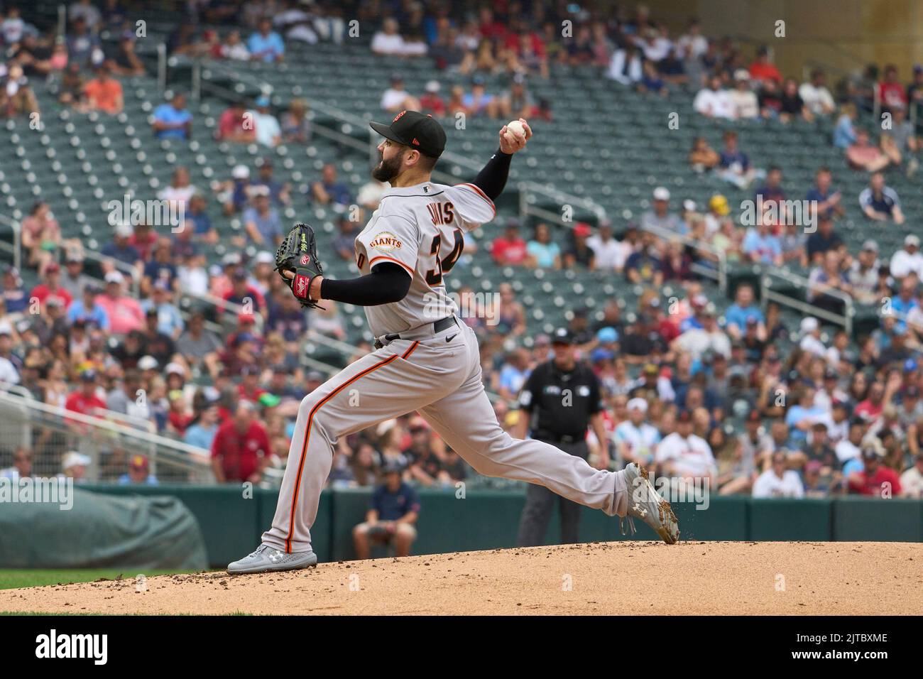 Minneapolis, US, August 28 2022: San Francisco pitcher Jakob Junis (34 ...