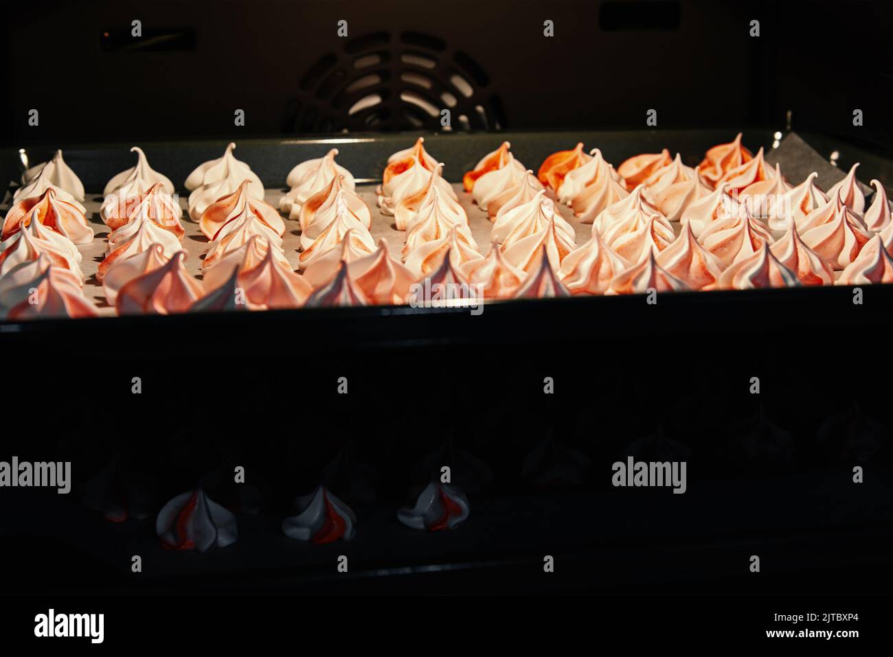 Process of making homemade meringue, Cooking sweet cream for dessert on ...