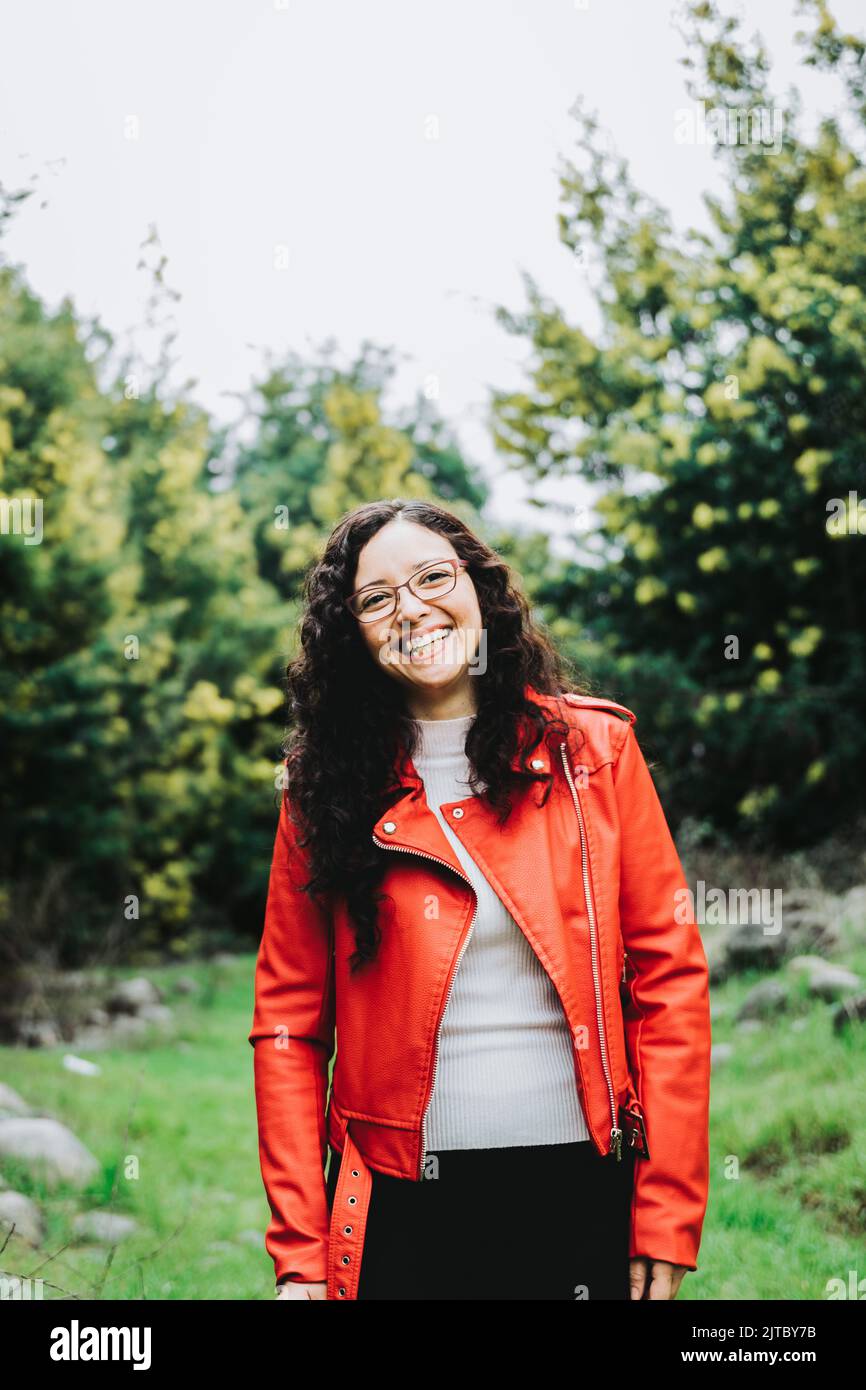 Woman green jacket hi-res stock photography and images - Alamy