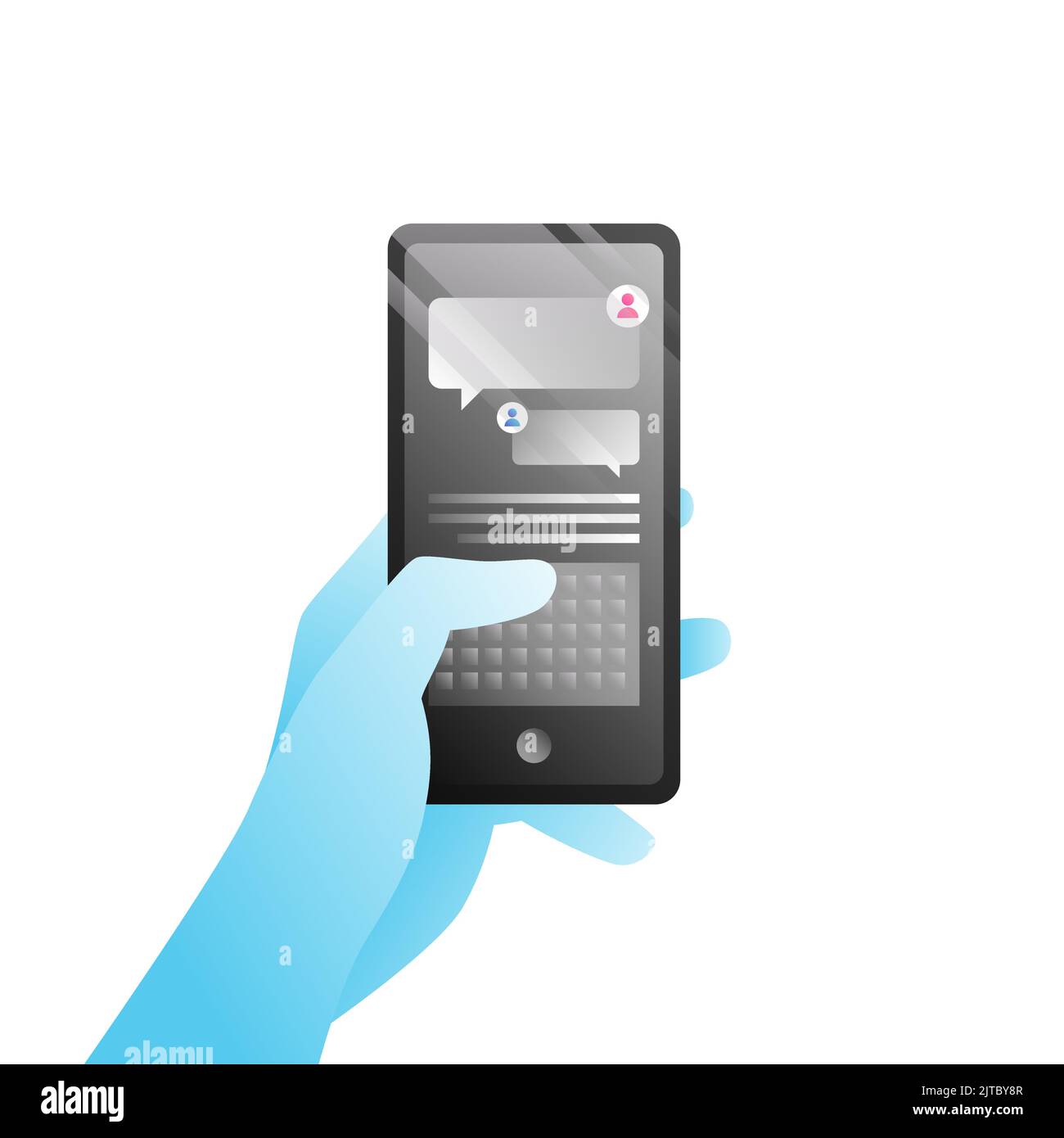 Hand Holds Smartphone. Texting Message Illustration. Vector ...