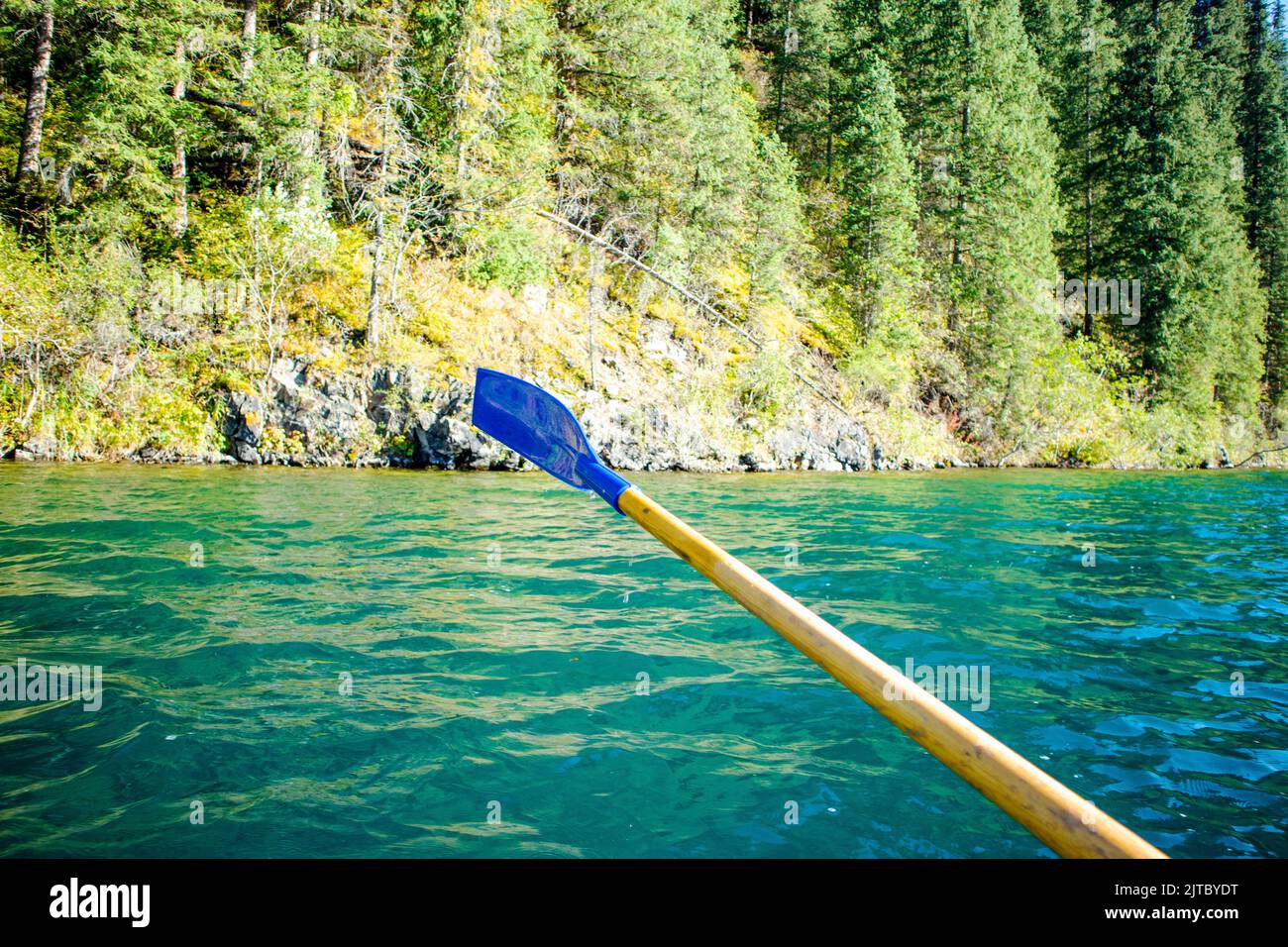 an oar from a boat on the background of a mountain lake Stock Photo - Alamy