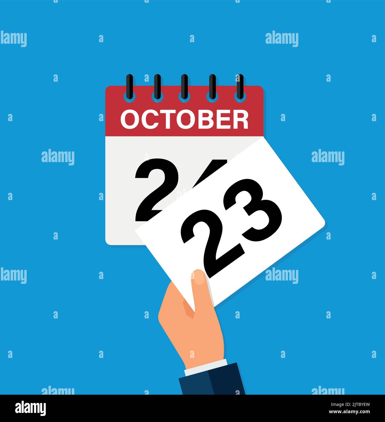 tear off a leaf october 23on a wall calendar. the coming of a new day ...