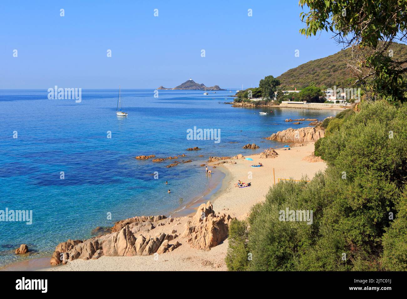 Moorea Beach (Plage Moorea) near Ajaccio (Corse-du-Sud) on the island ...