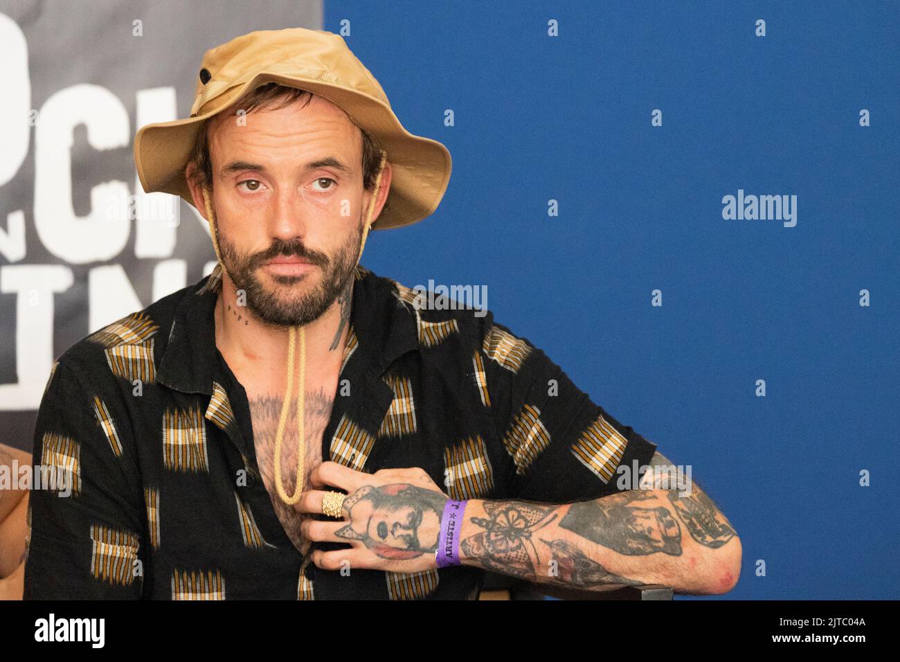 Saint-Cloud France 25 August 2022 IDLES on a press conference at Rock ...