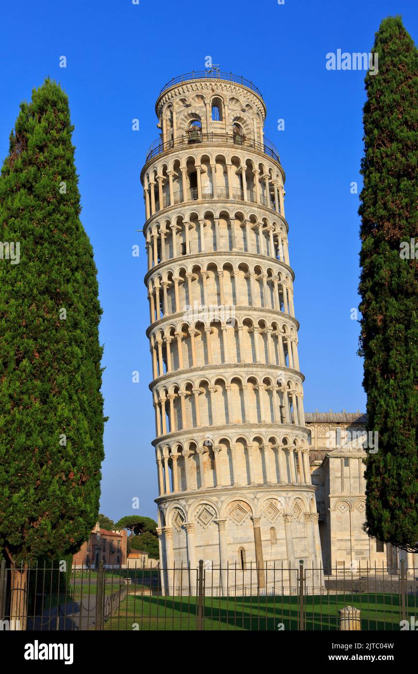 The leaning tower of Pisa (a UNESCO World Heritage Site) in Romanesque ...