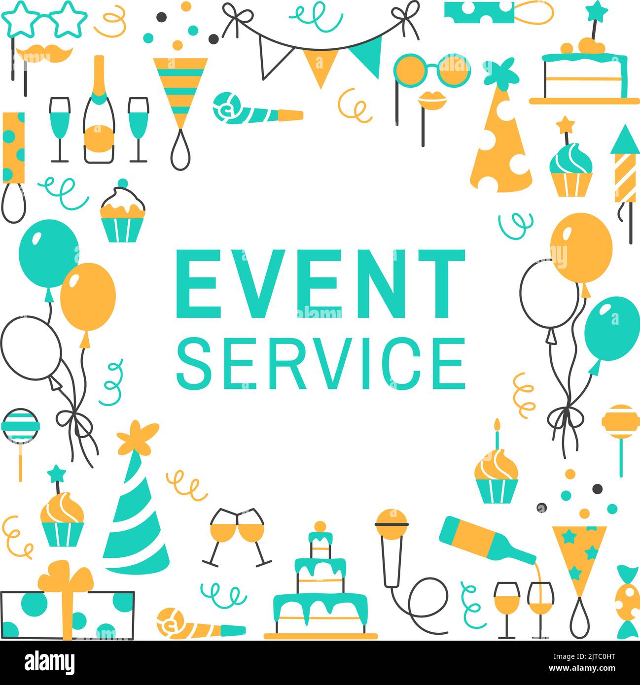 Event service flat line square frame with circle Stock Vector Image ...