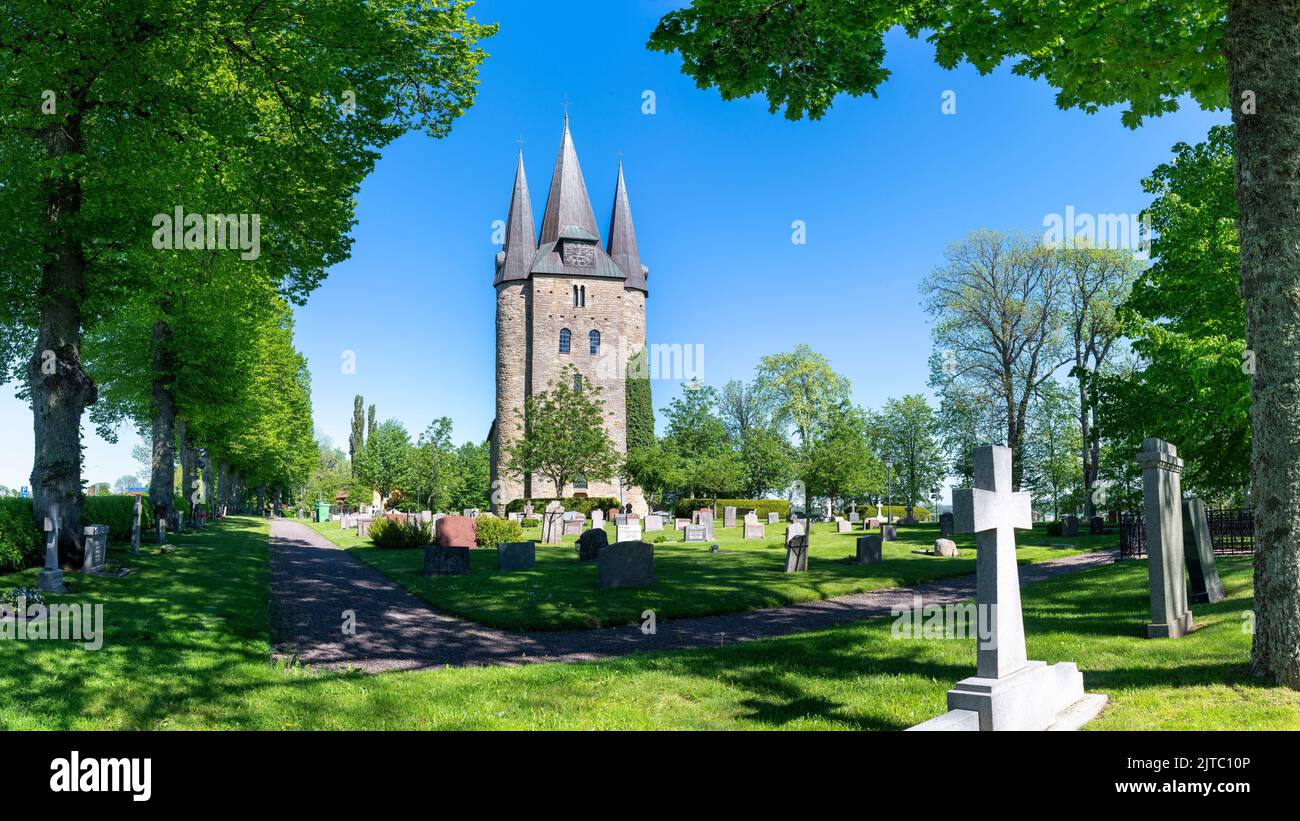 Medieval Husaby Stone Church and Cemetery in Rural agricultural ...
