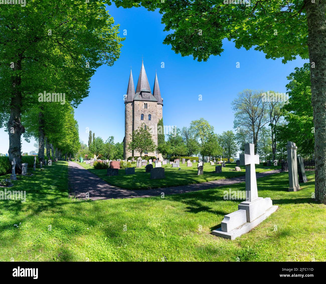 Medieval Husaby Stone Church and Cemetery in Rural agricultural ...