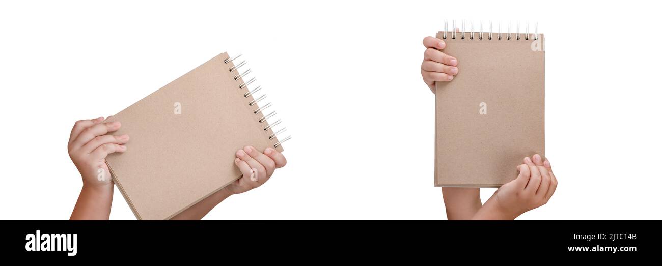 Notepad isolated on white background. Brown notepad made from recycled ...