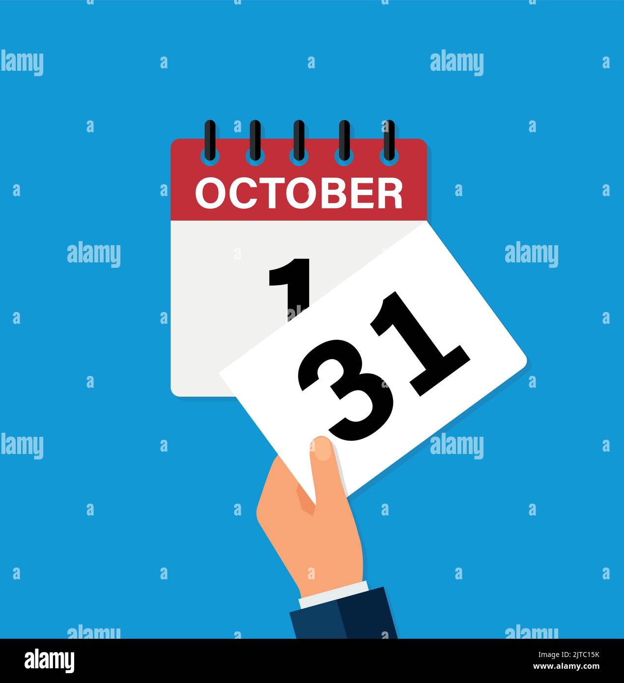 tear off a leaf october 1 on a wall calendar. the coming of a new day ...